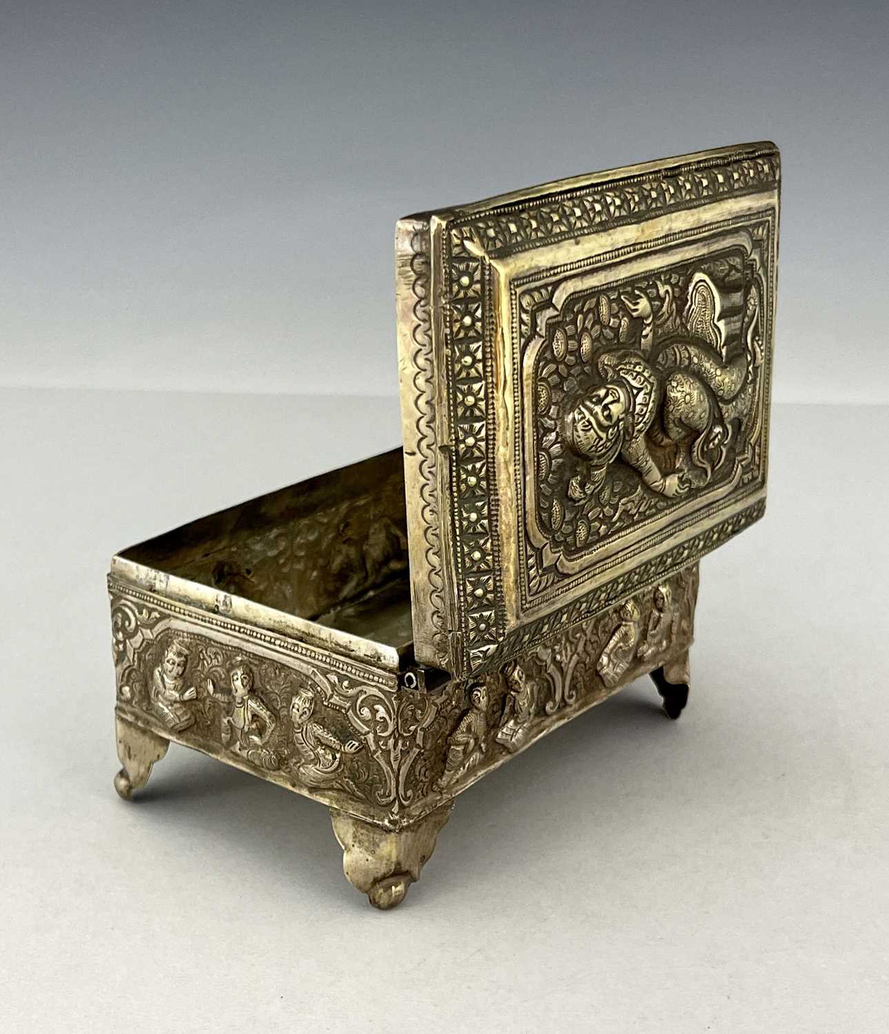 Lot 9 - An Indian white metal casket, late 19th