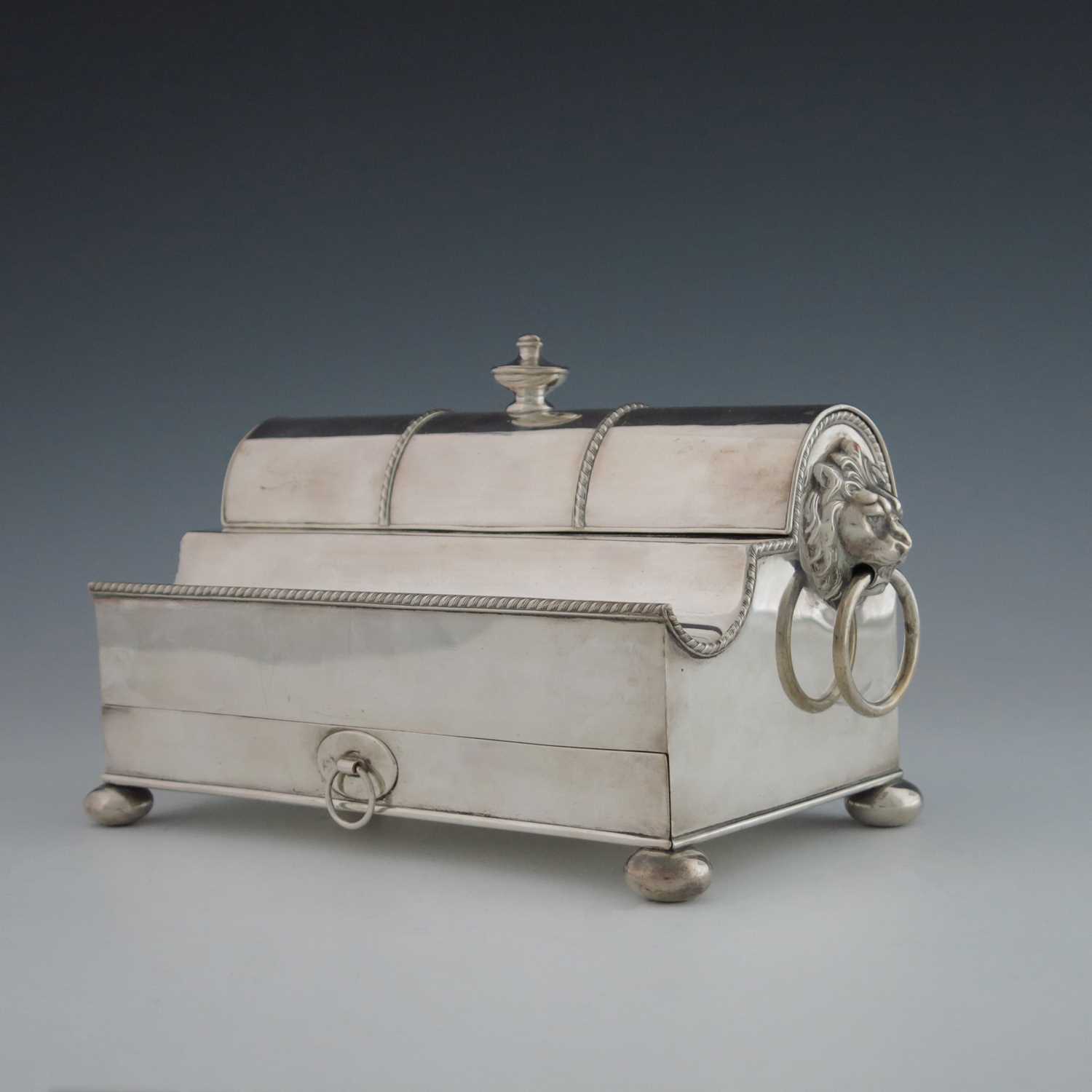 Lot 55 - An Edwardian Old Sheffield Plate ink stand,
