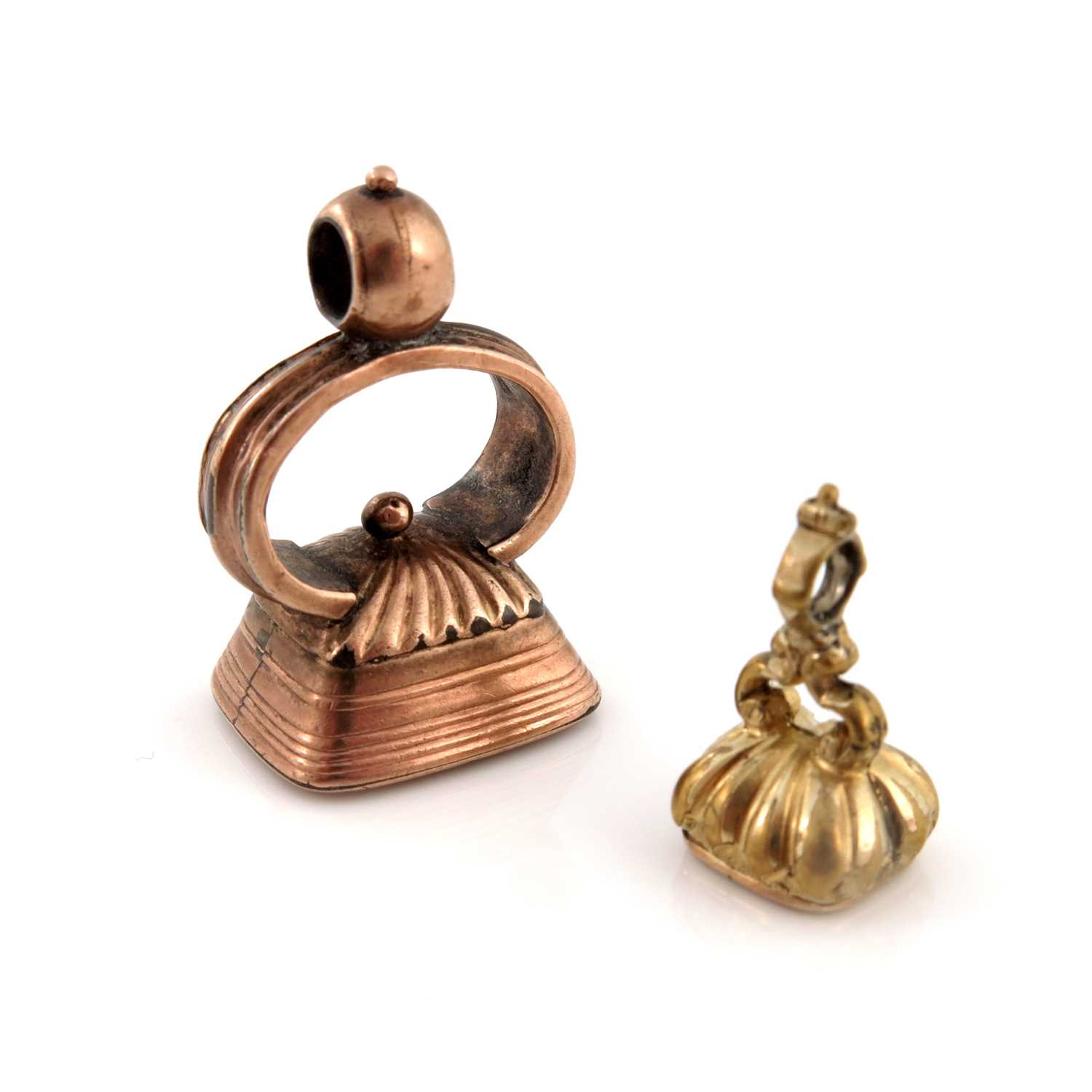 Lot 216 - Two Victorian yellow metal and intaglio