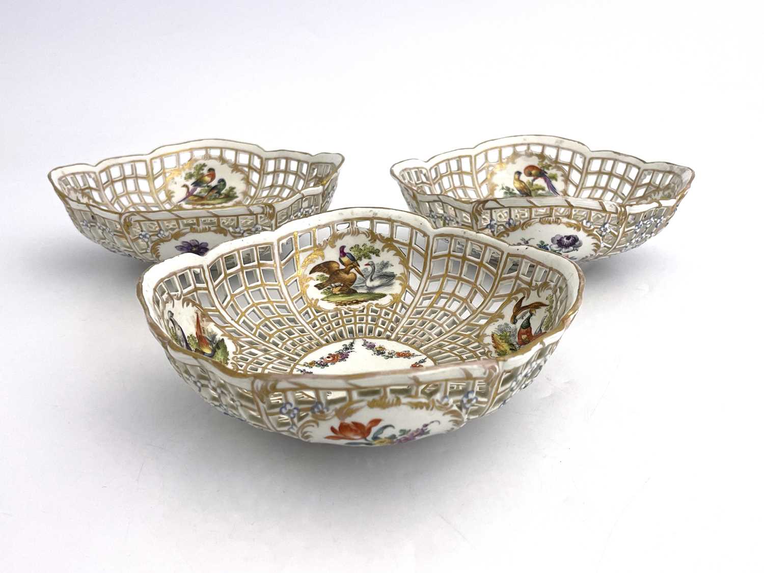 Lot 792 - Three Berlin porcelain reticulated baskets,
