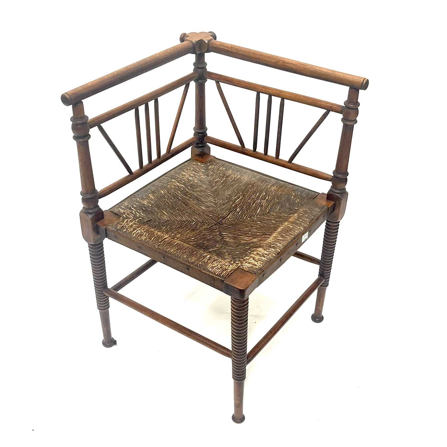 Lot 328 - An Aesthetic Movement Thebes corner chair,