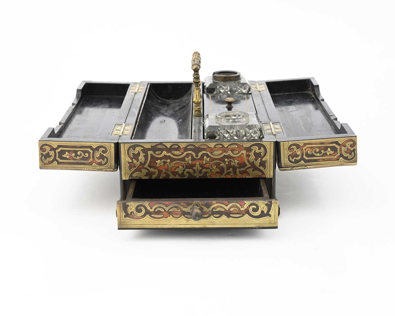 Lot 128 - A 19th century Boulle work ink casket,