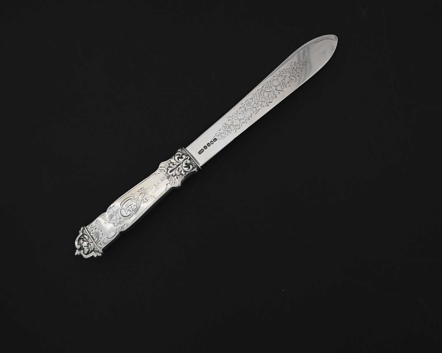 Lot 99 - A Victorian silver paper knife, the blade