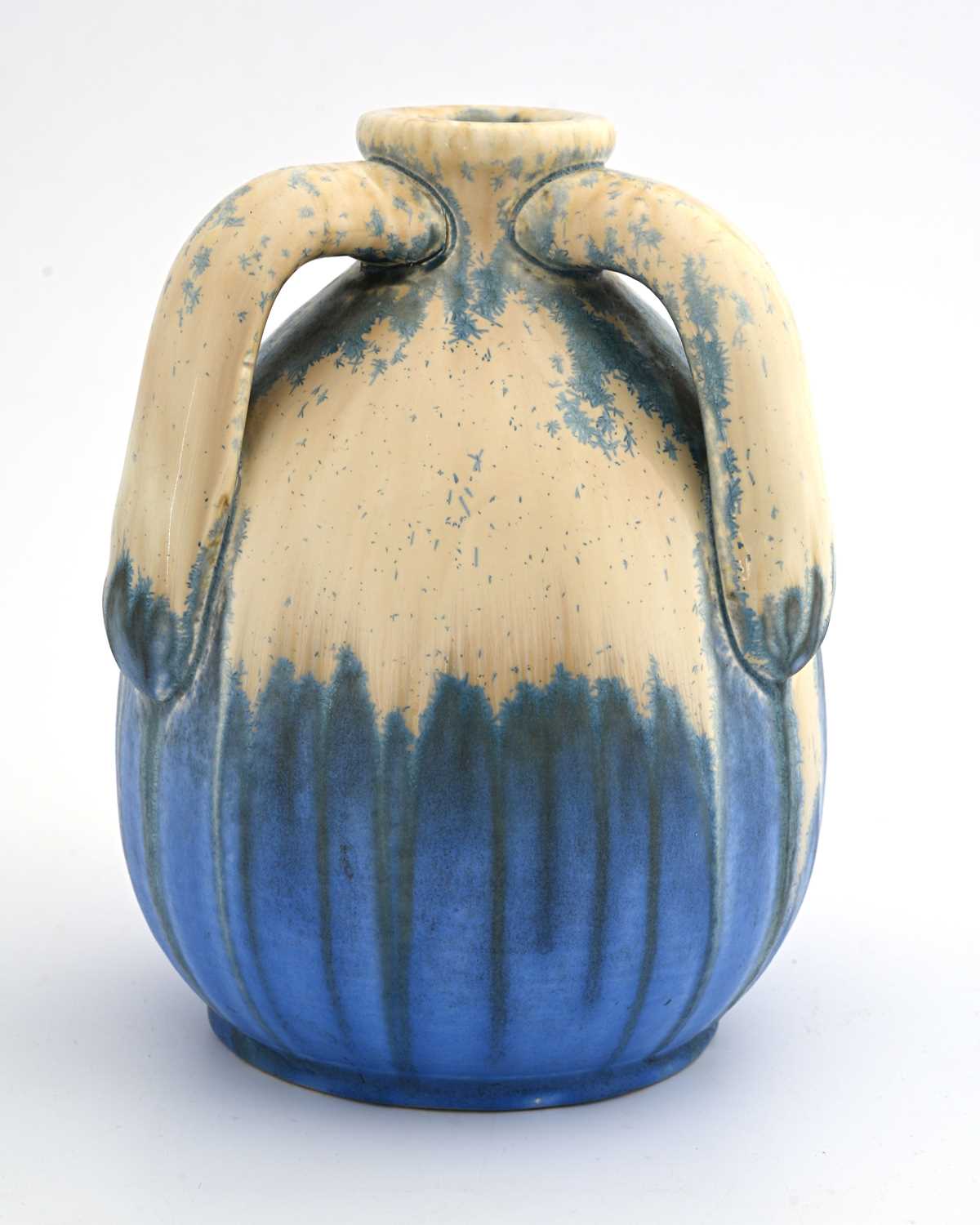 Lot 600 - Ruskin Pottery, a Crystalline glazed three