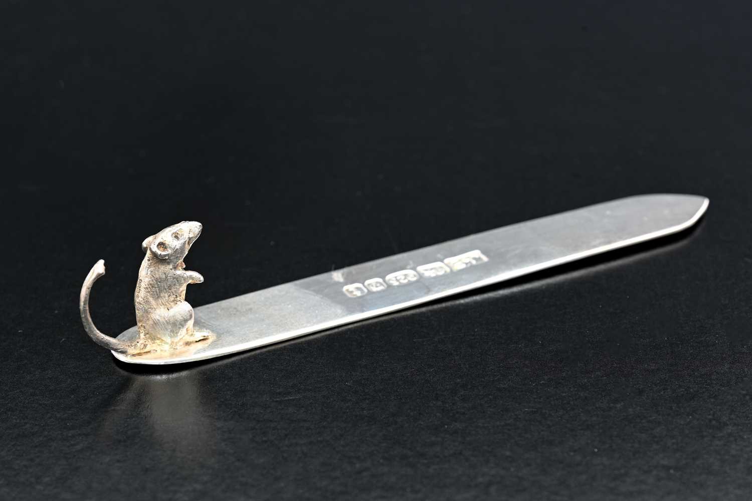 Lot 411 - An Elizabeth II novelty silver bookmark, the