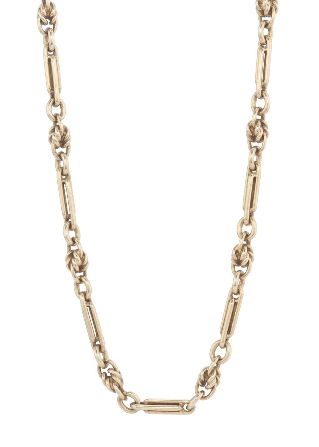 Lot 192 - A 9ct gold fancy-link chain necklace