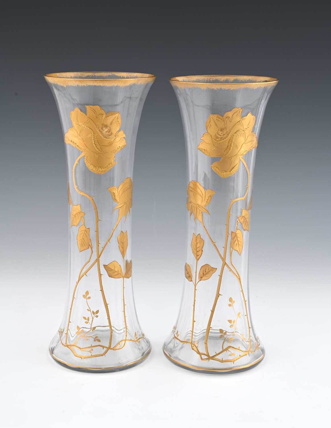 Lot 429 - Legras, a pair of Art Nouveau gilded glass