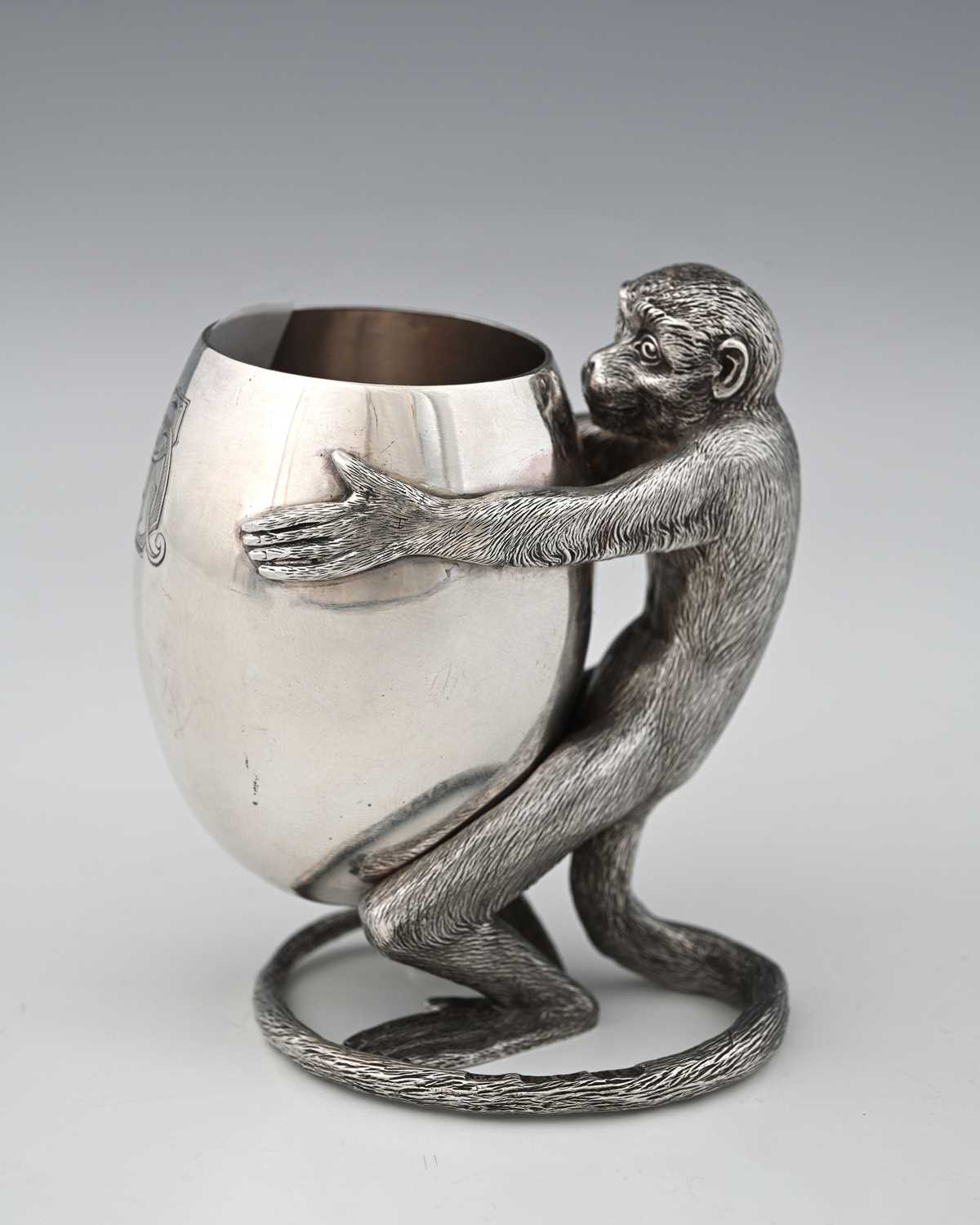 Lot 373 - A Victorian silver novelty zoomorphic monkey