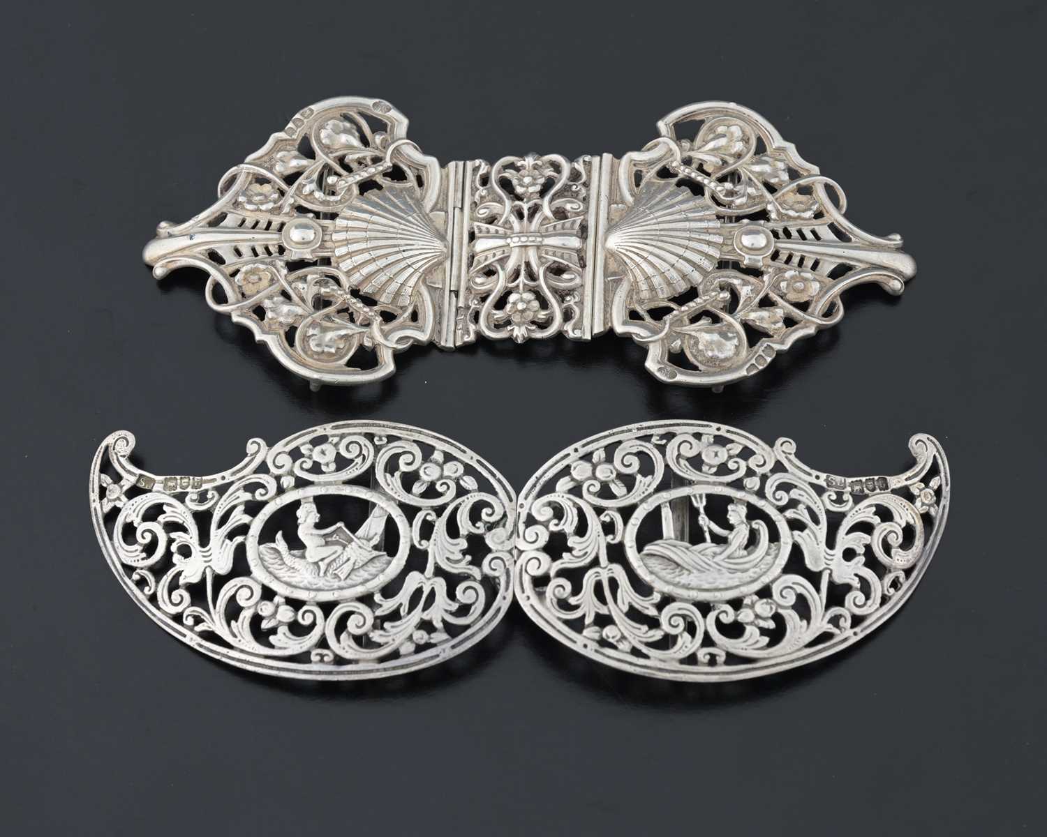 Lot 426 - Two Victorian cast silver buckles, one by