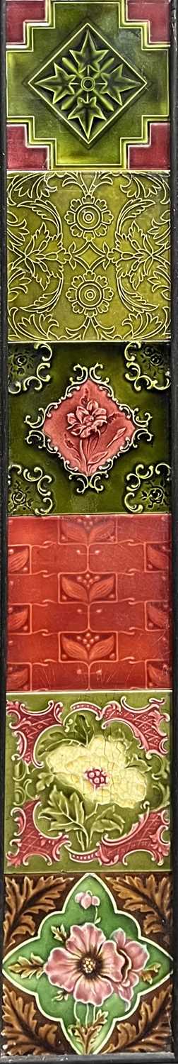 Lot 113 - Six Victorian relief moulded tiles,