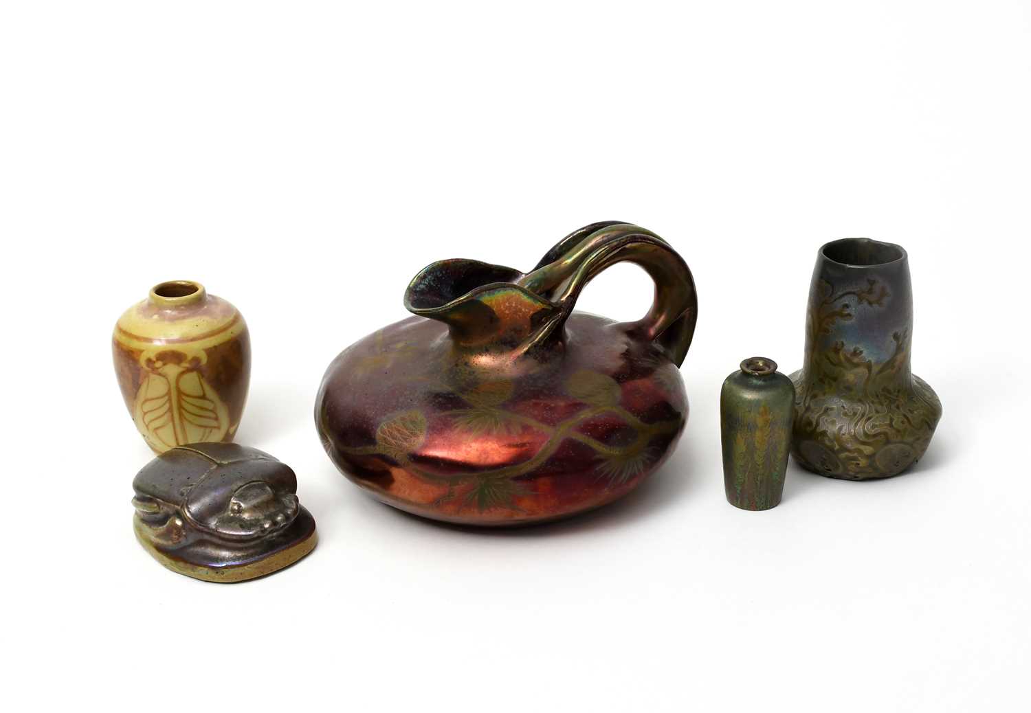 Lot 779 - An Art Nouveau Jerome Massier pottery jug,