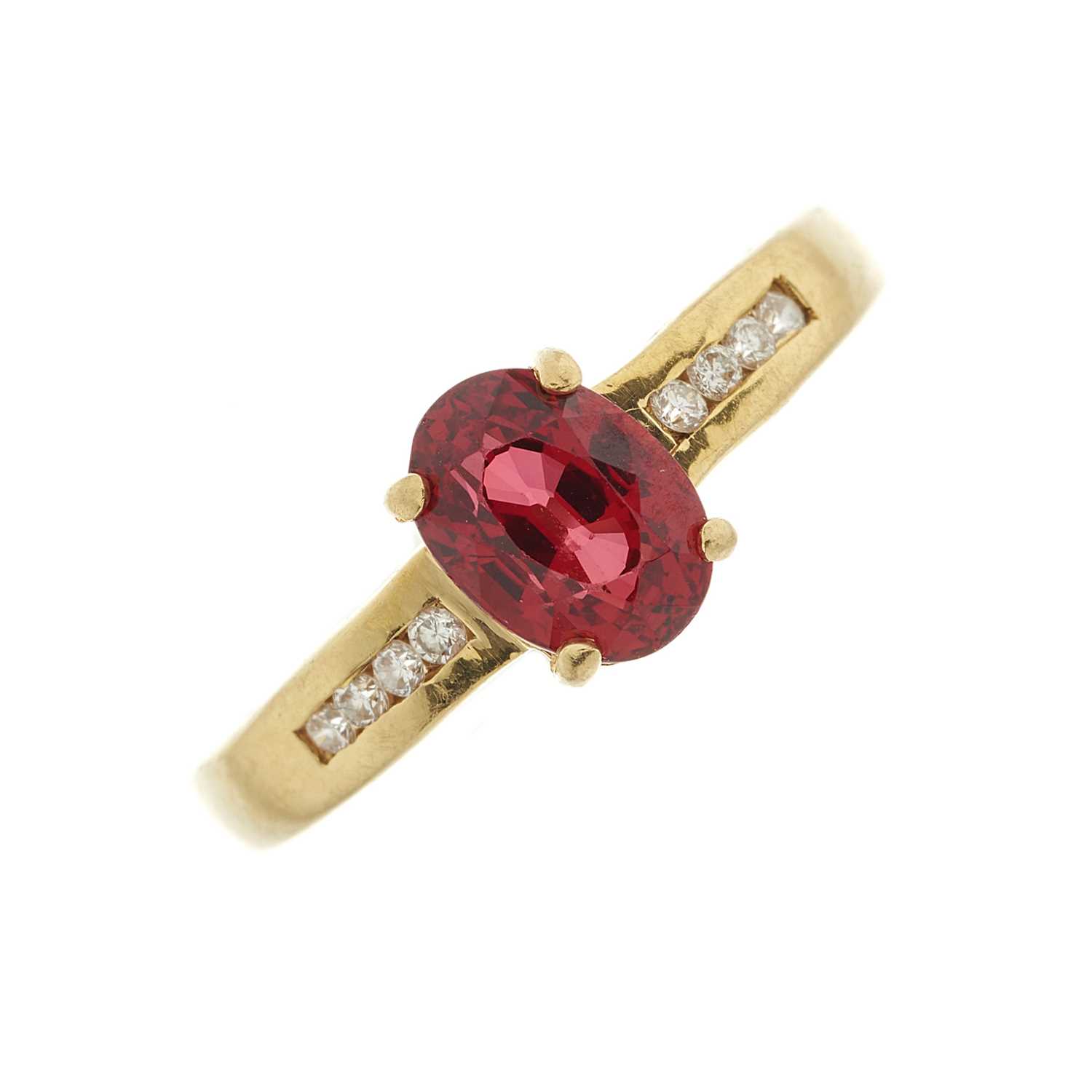 Lot 153 - An 18ct gold ruby single-stone dress ring,