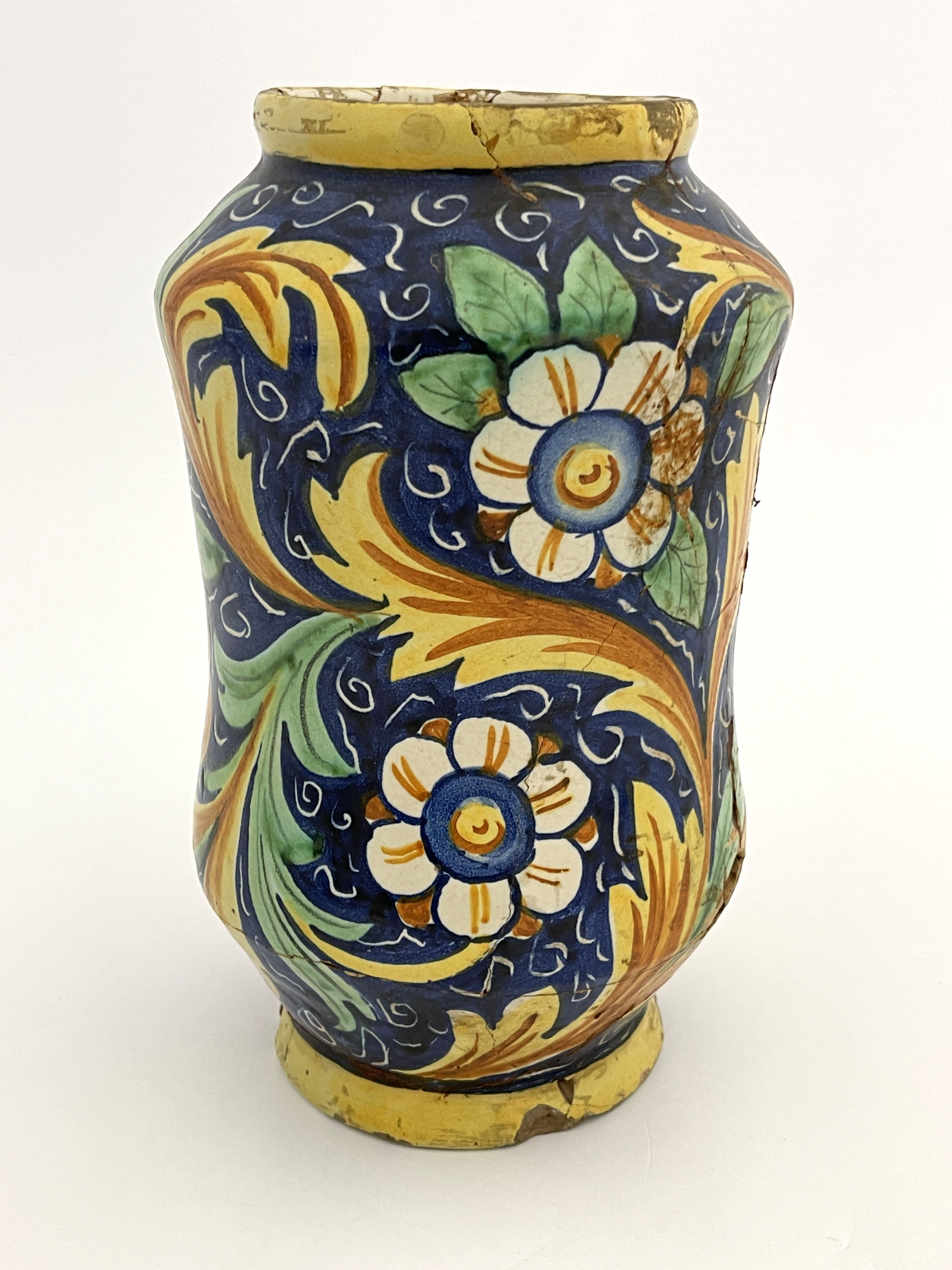 Lot 641 - An Italian Maiolica albarello pharmacy jar,